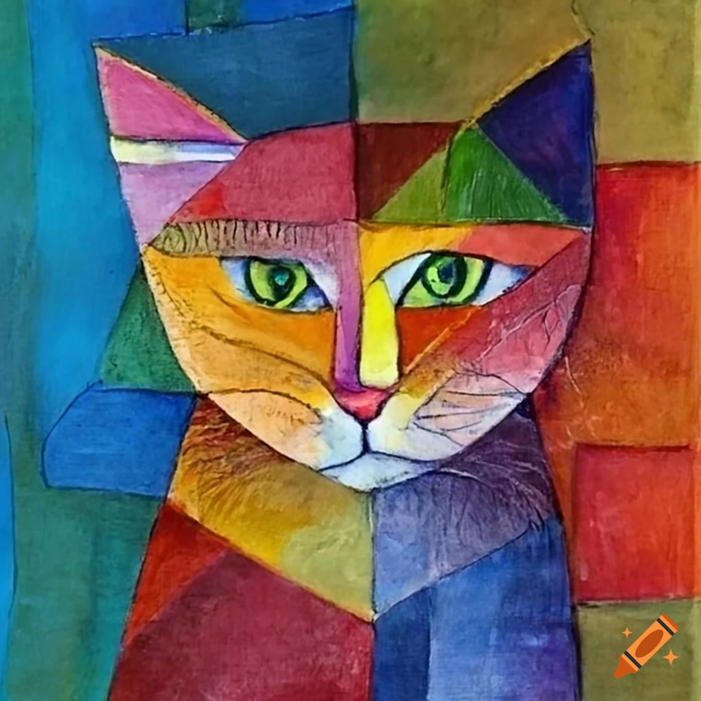 Cat painting in the style of Paul Klee on Craiyon