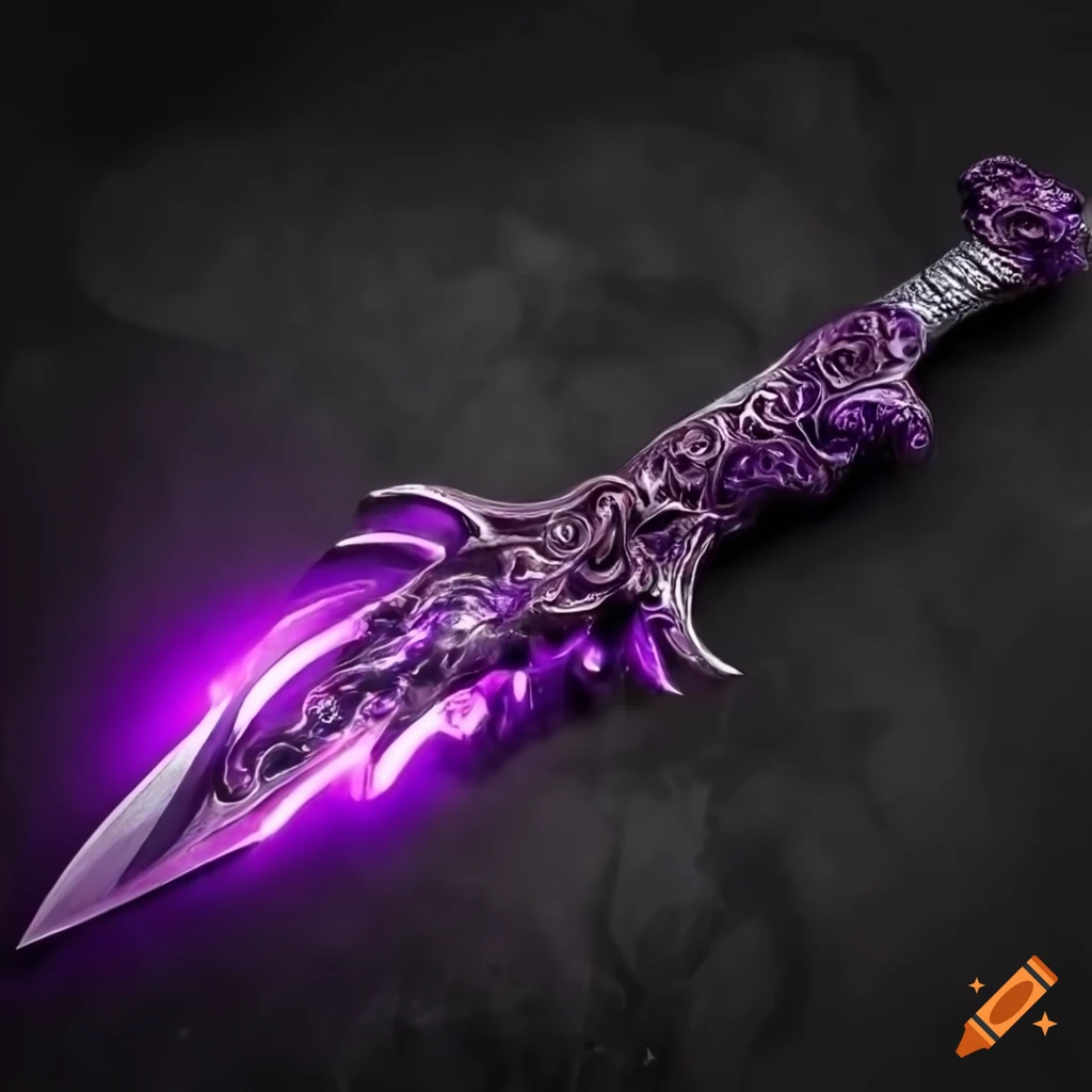 Photorealistic magical sword with purple amethyst blade on Craiyon