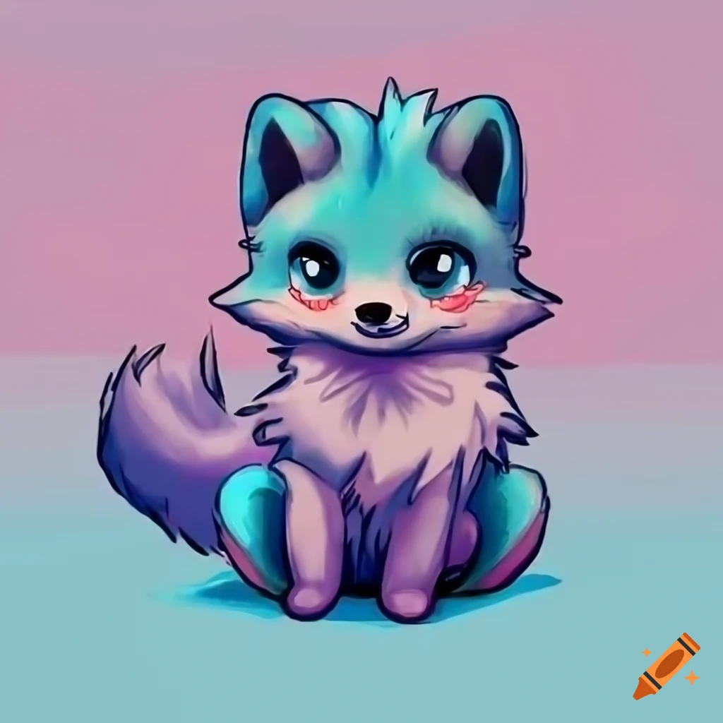 Cute Chibi Cartoon Arctic Fox