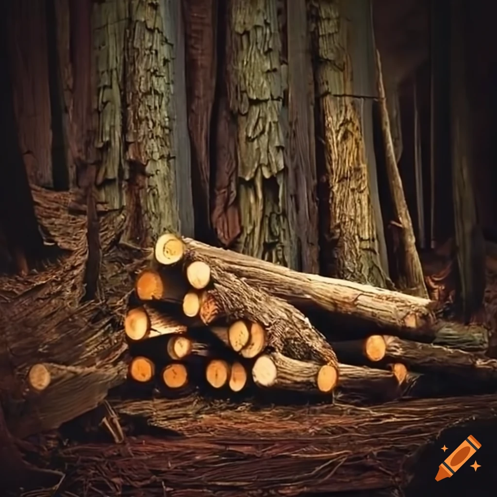 Stack of long logs on Craiyon