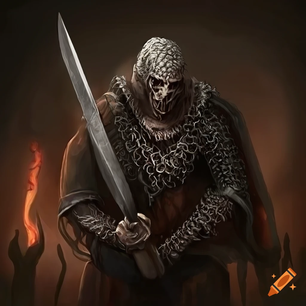 Image of a realistic undead warrior in chain mail on Craiyon
