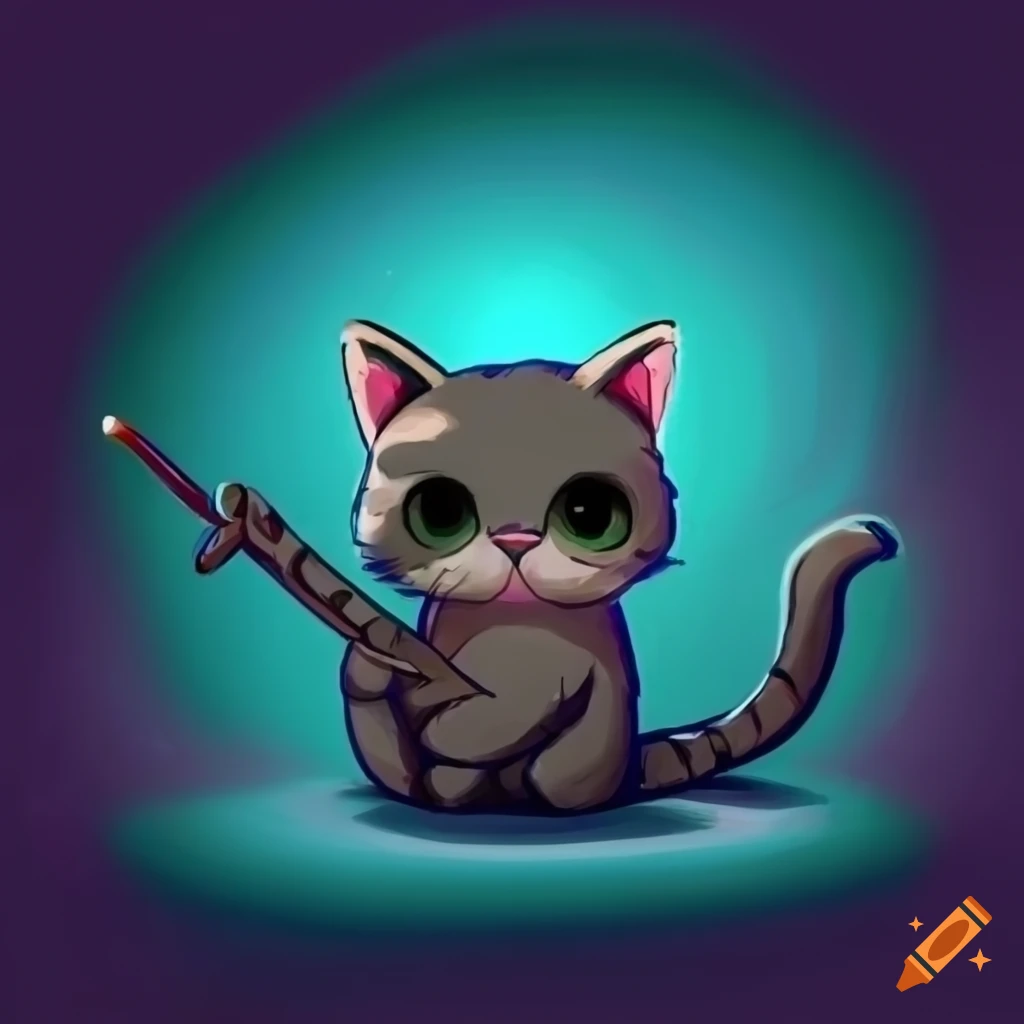 Art of a cat playing video games