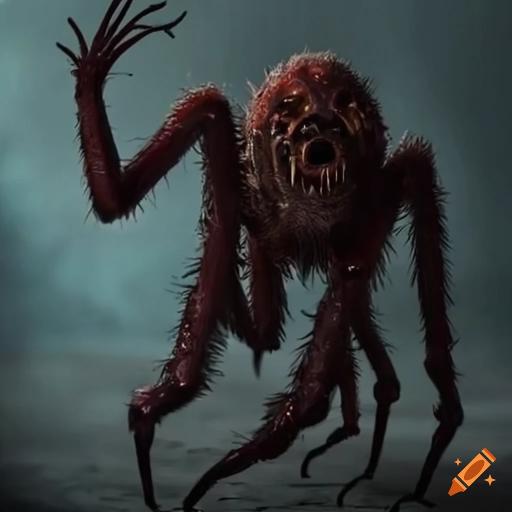 Image of a scary spider-like monster on Craiyon