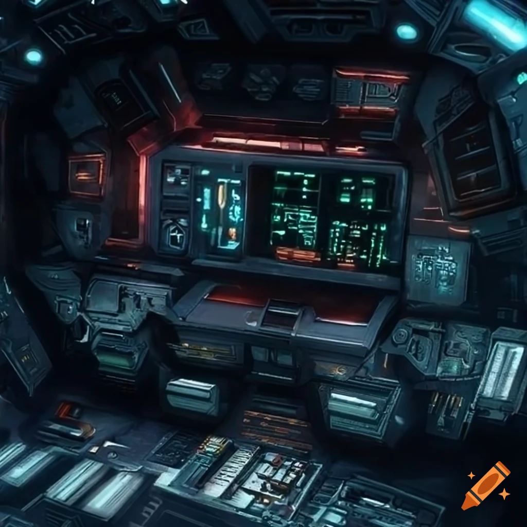 Sci-fi cockpit control panel on Craiyon