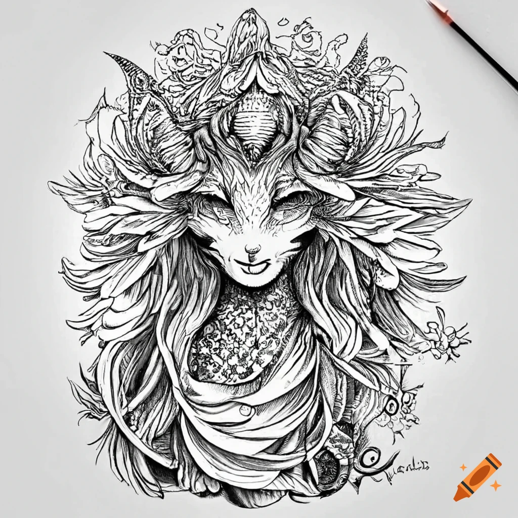 Black and white coloring pages of mythical creatures on Craiyon