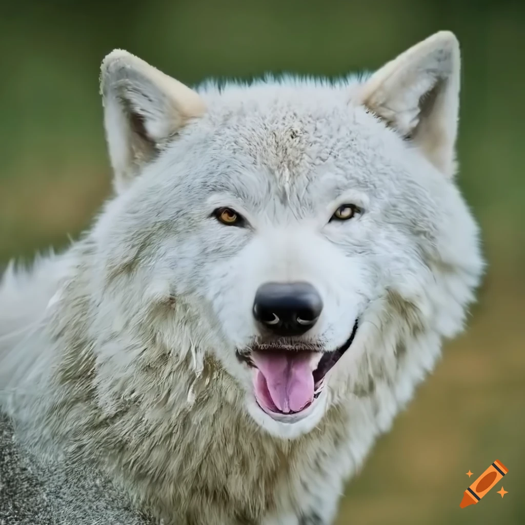Realistic art of a white wolf covered in mud