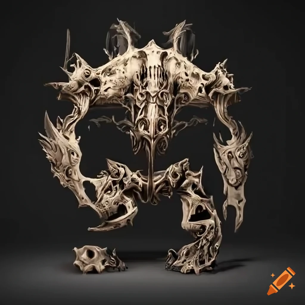 Intricately detailed fantasy-inspired bone mech on Craiyon