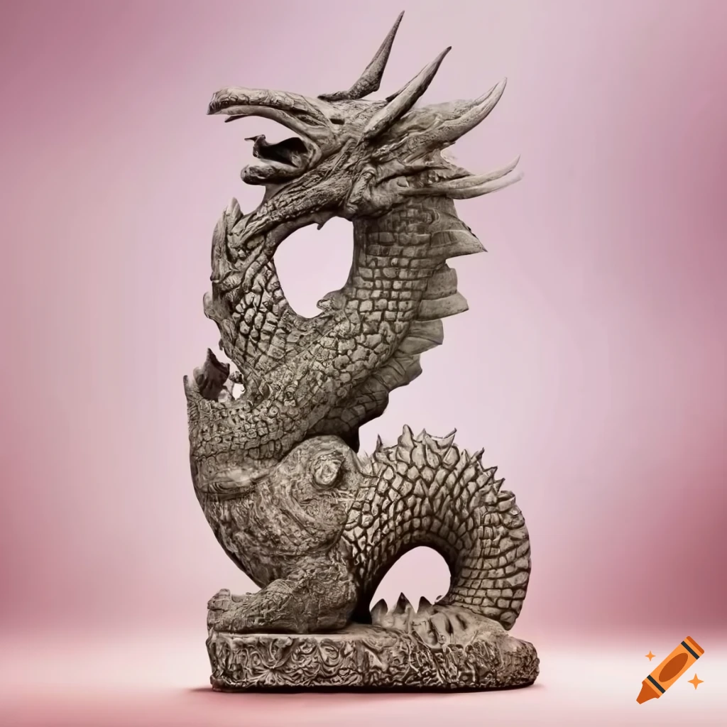 Ancient stone dragon statue on Craiyon