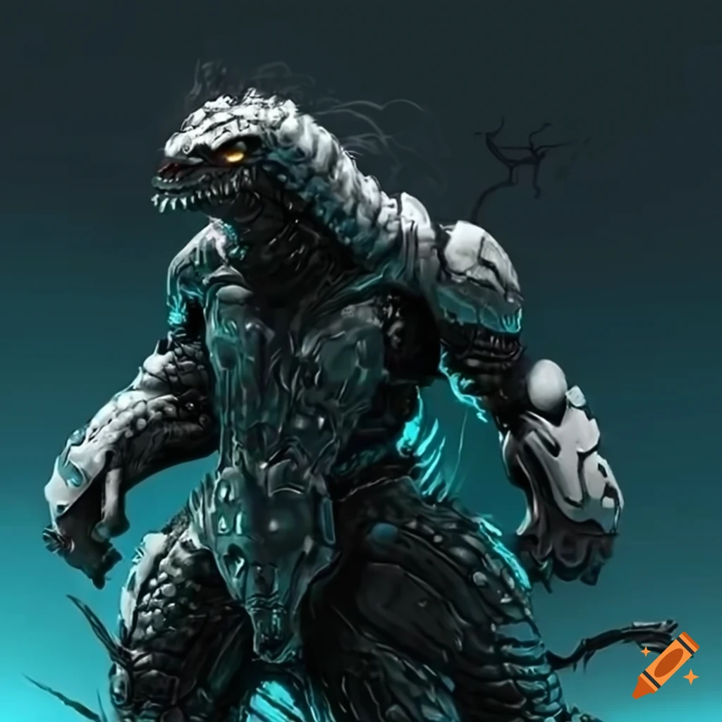 Image of a black snapping turtle kaiju cyborg in futuristic armor on ...