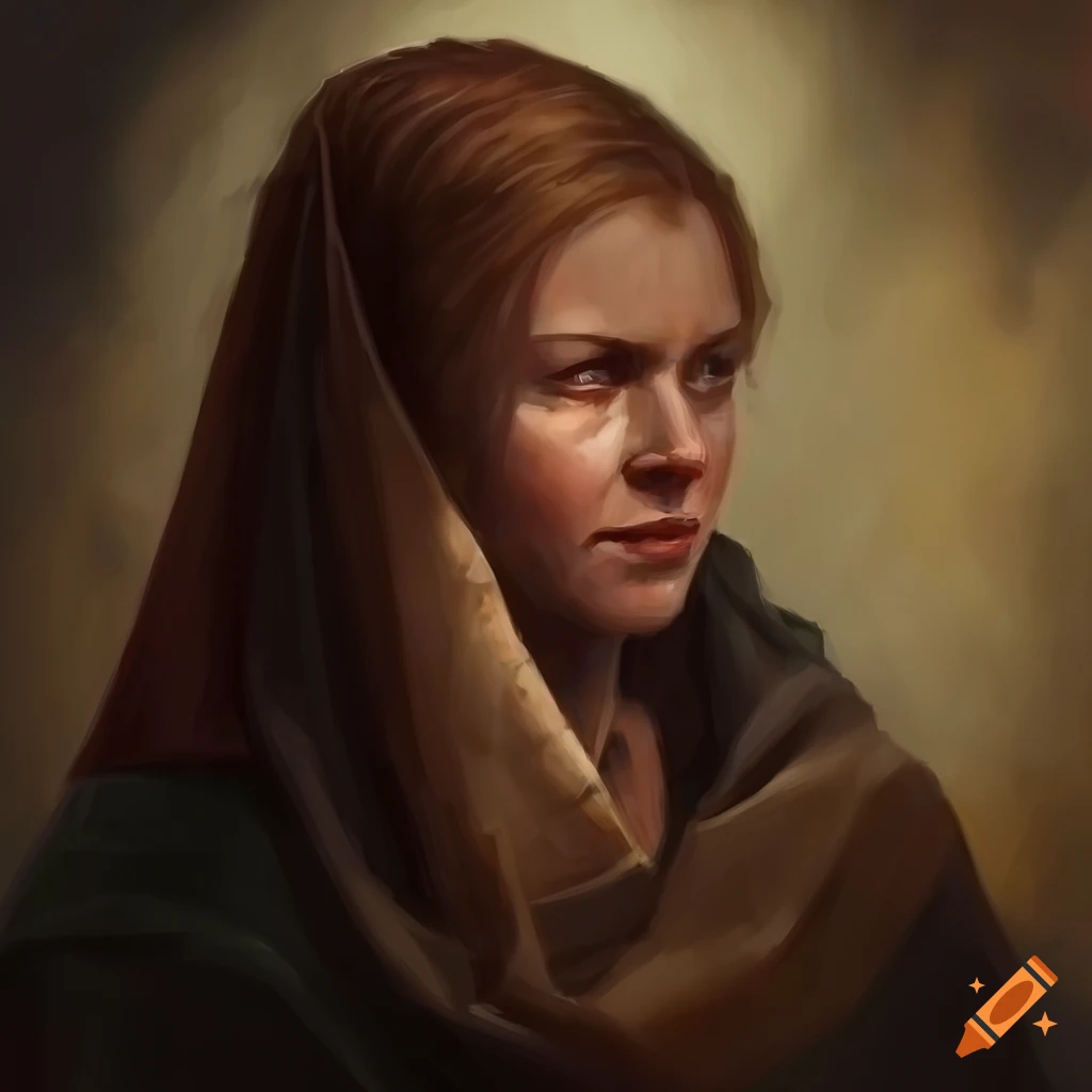 Portrait of a female peasant in the style of grzegorz przybyś on Craiyon