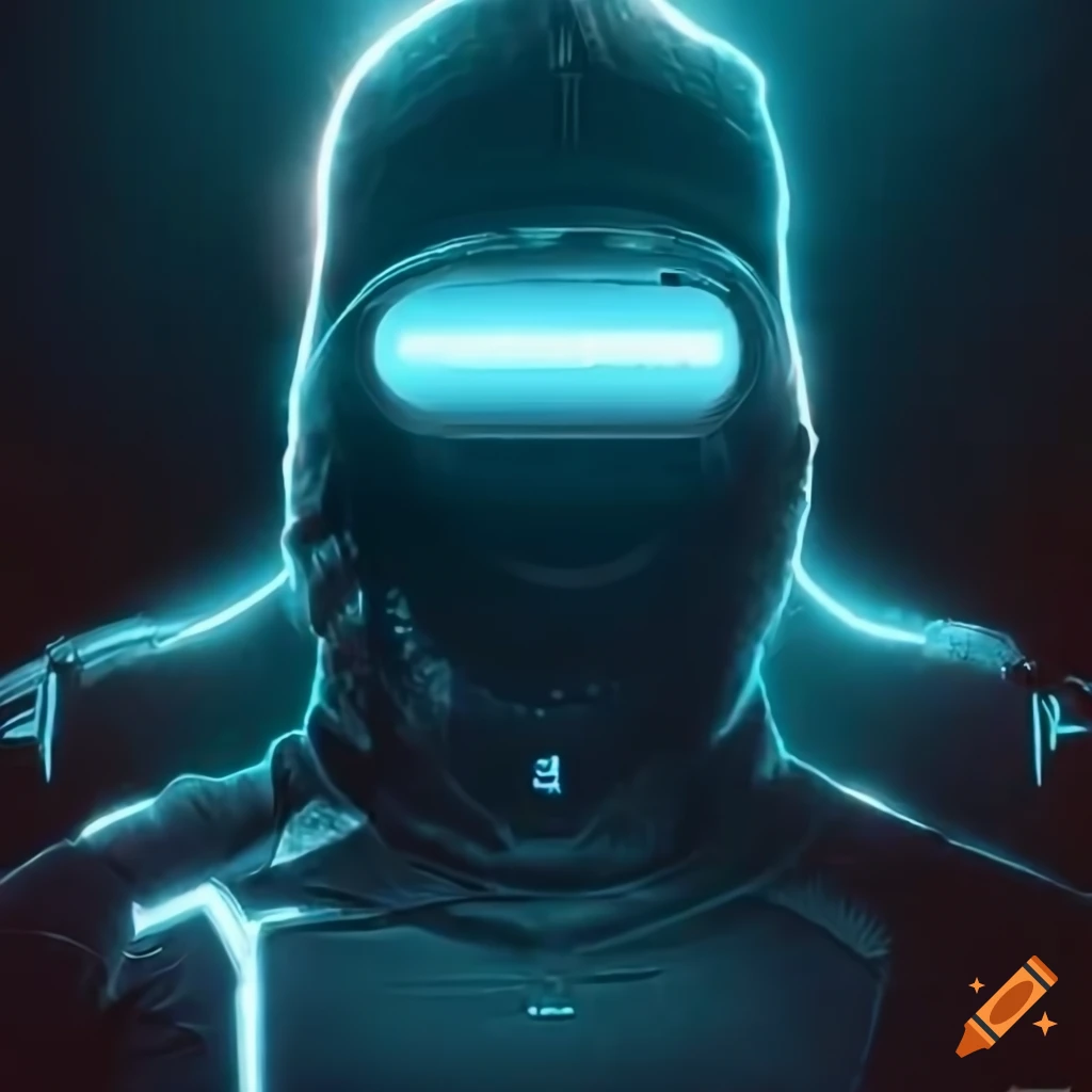 Cyberpunk gaming profile picture with VR headset on Craiyon