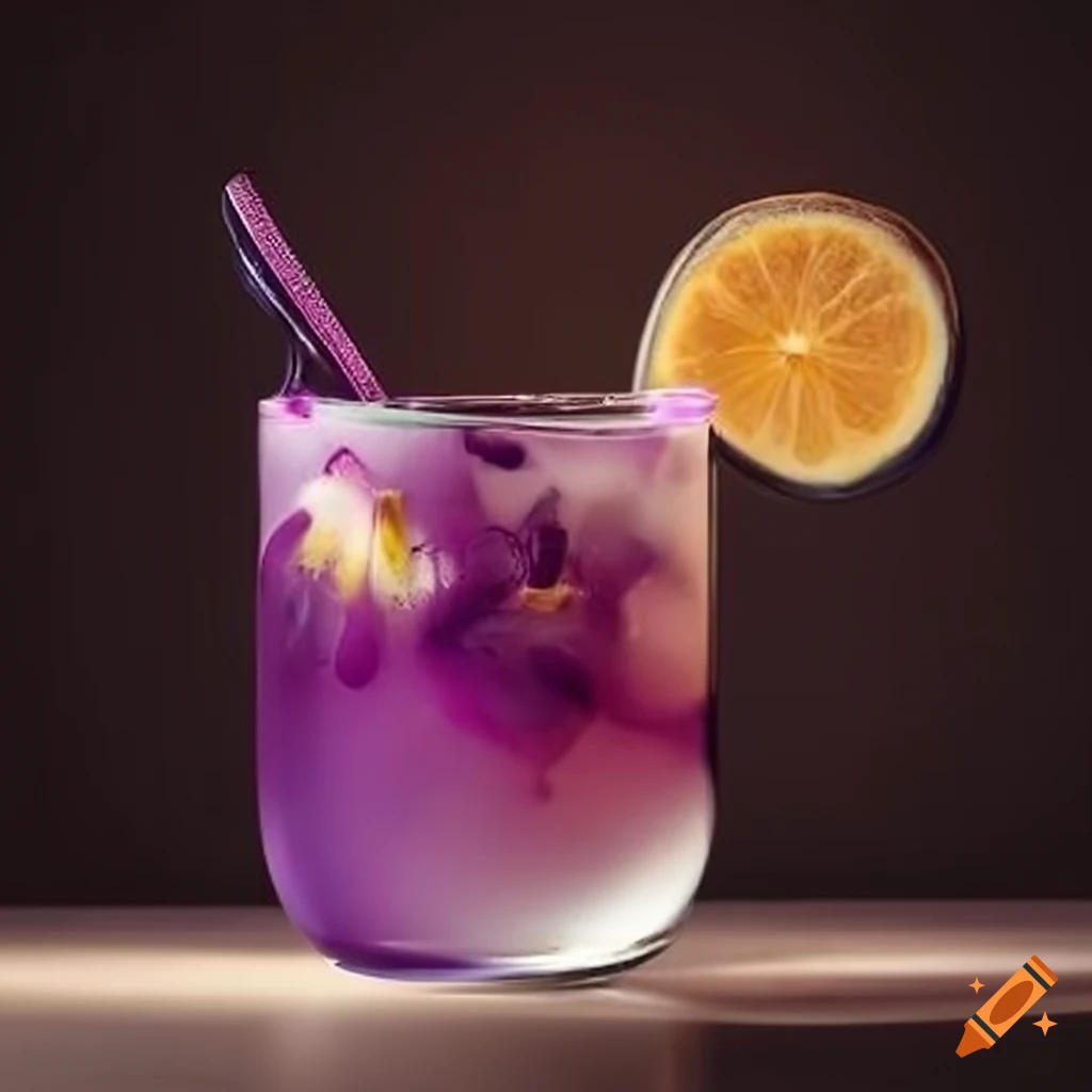 Vibrant and refreshing images of 'Violet Bliss' iced tea on Craiyon