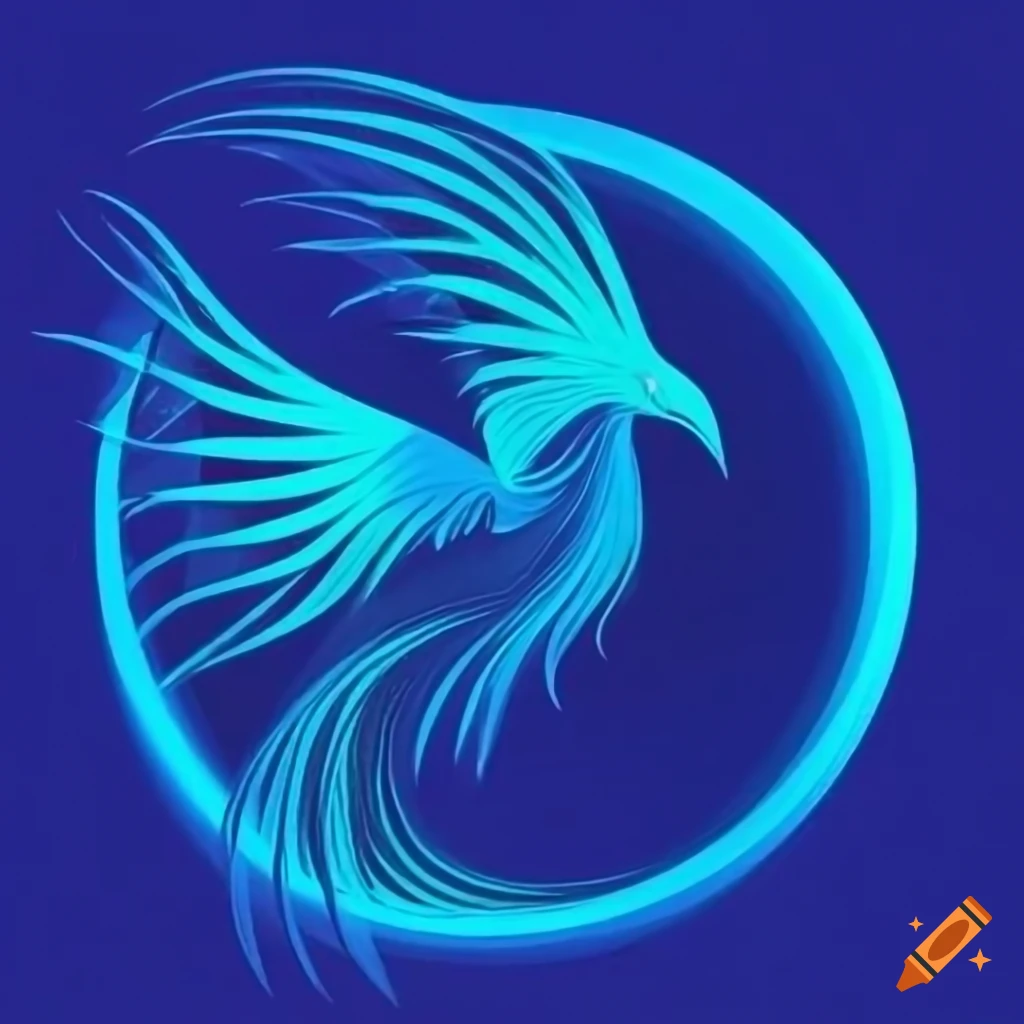 Minimalist blue phoenix artwork on Craiyon