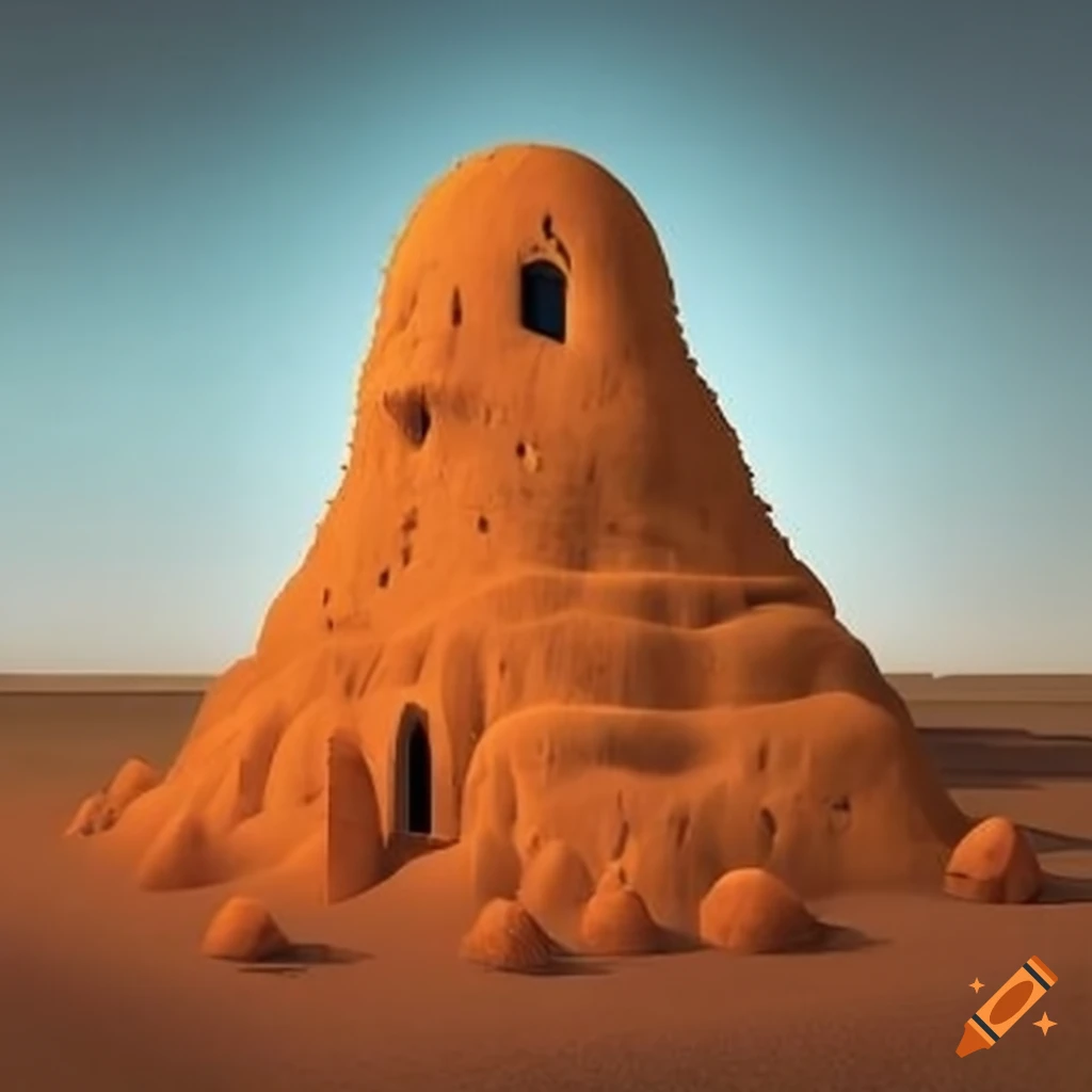 Eco-friendly houses inspired by termite mounds on Craiyon