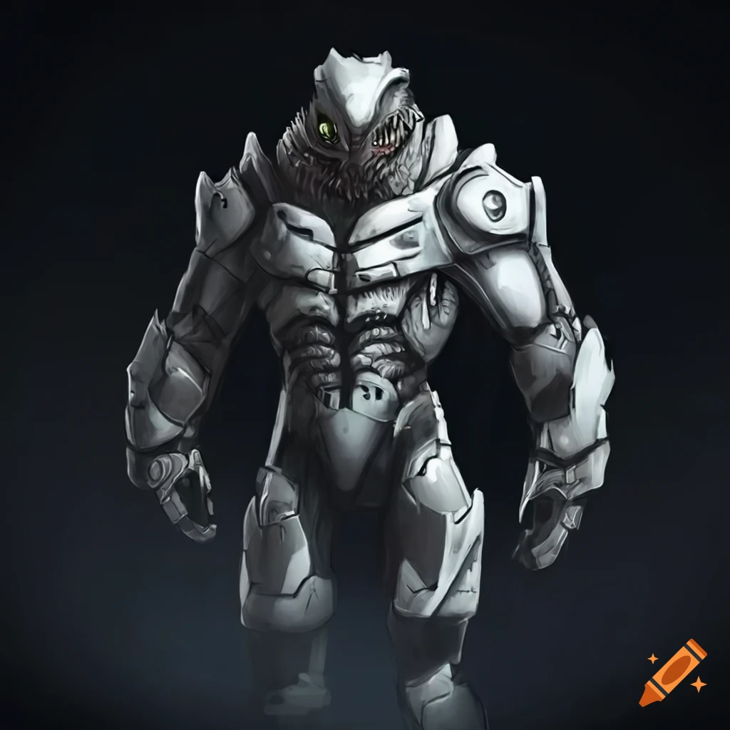 Image of a black snapping turtle kaiju cyborg in futuristic armor on ...