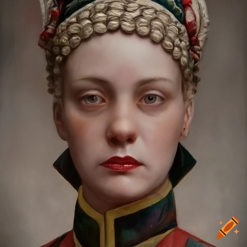 Sculpted face with intricate details and vivid colors on Craiyon