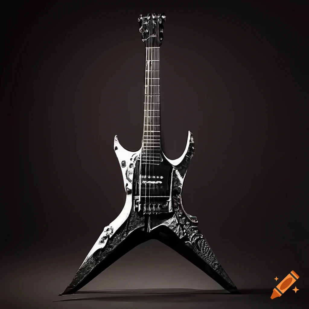 Warlock guitar designed by giger on Craiyon