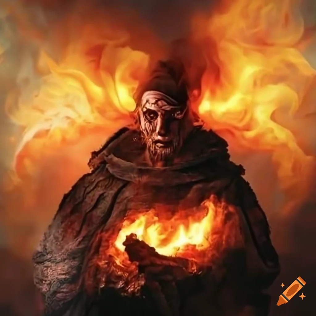 Image of a man using fire magic on Craiyon