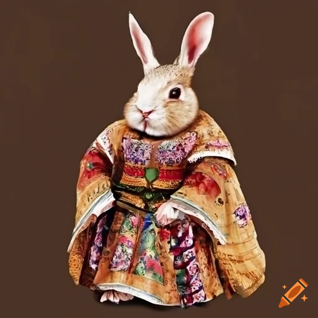 Rabbit in medieval Hungarian noble attire on Craiyon