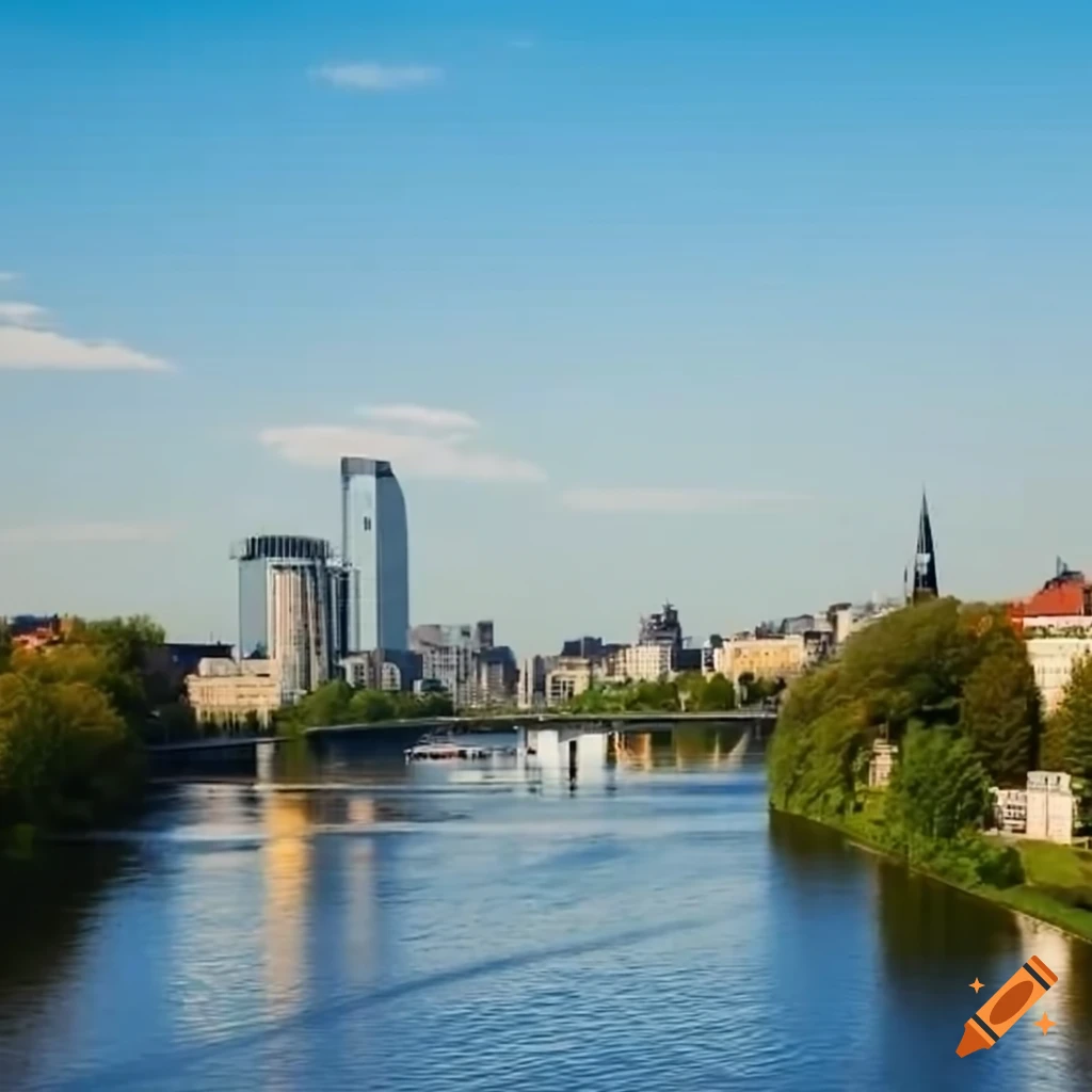 Scenic view of a european city with an olympic stadium