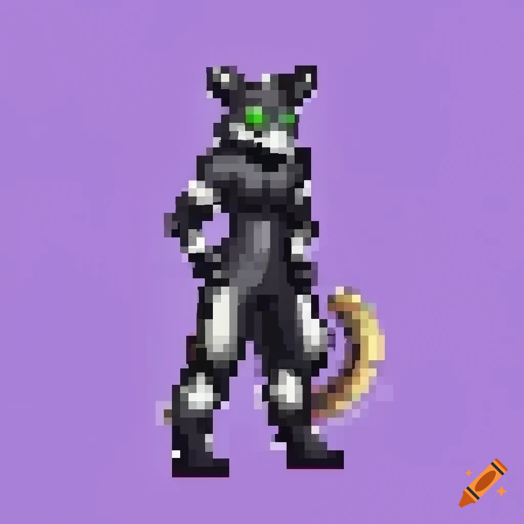Pixel art of a fullbody furry character on Craiyon