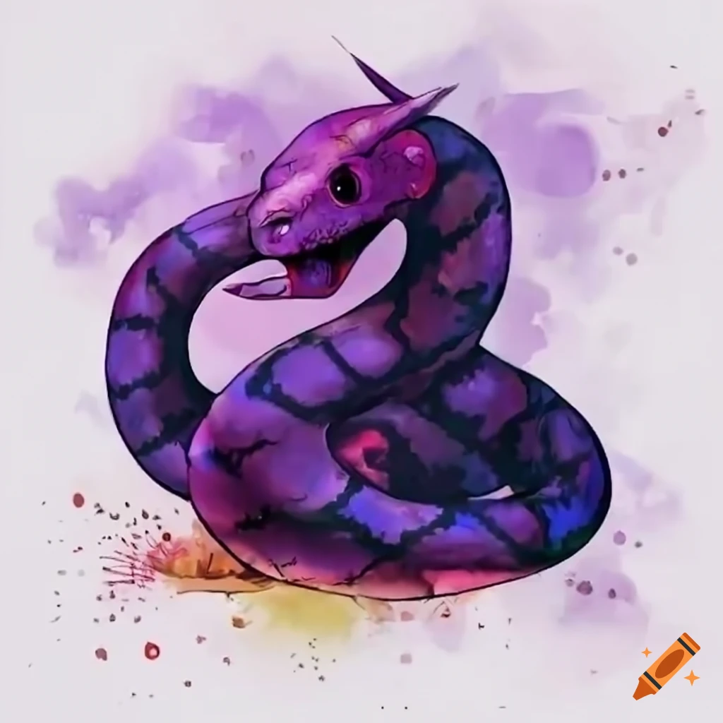 Mysterious dark-purple python pokemon on Craiyon