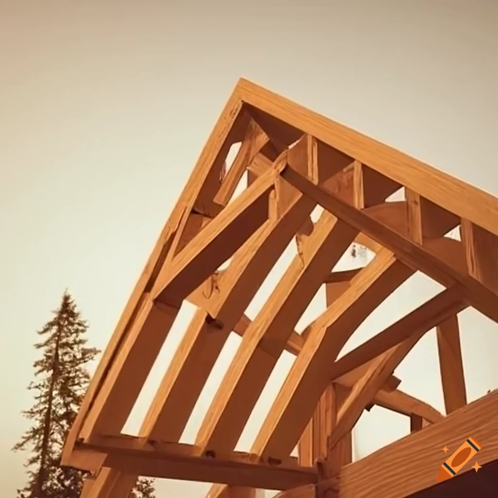 Illustration of timber frame construction techniques on Craiyon