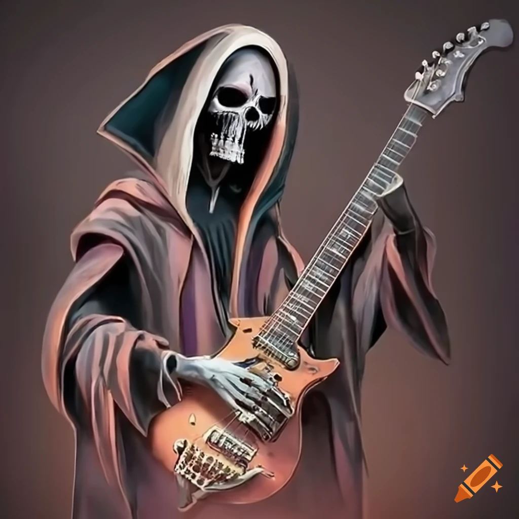 Image of a reaper guitar on Craiyon
