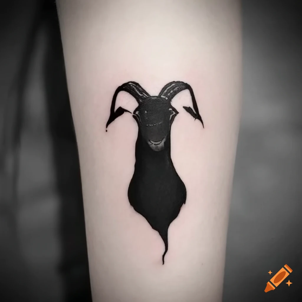 Minimalistic black ink goat tattoo on Craiyon