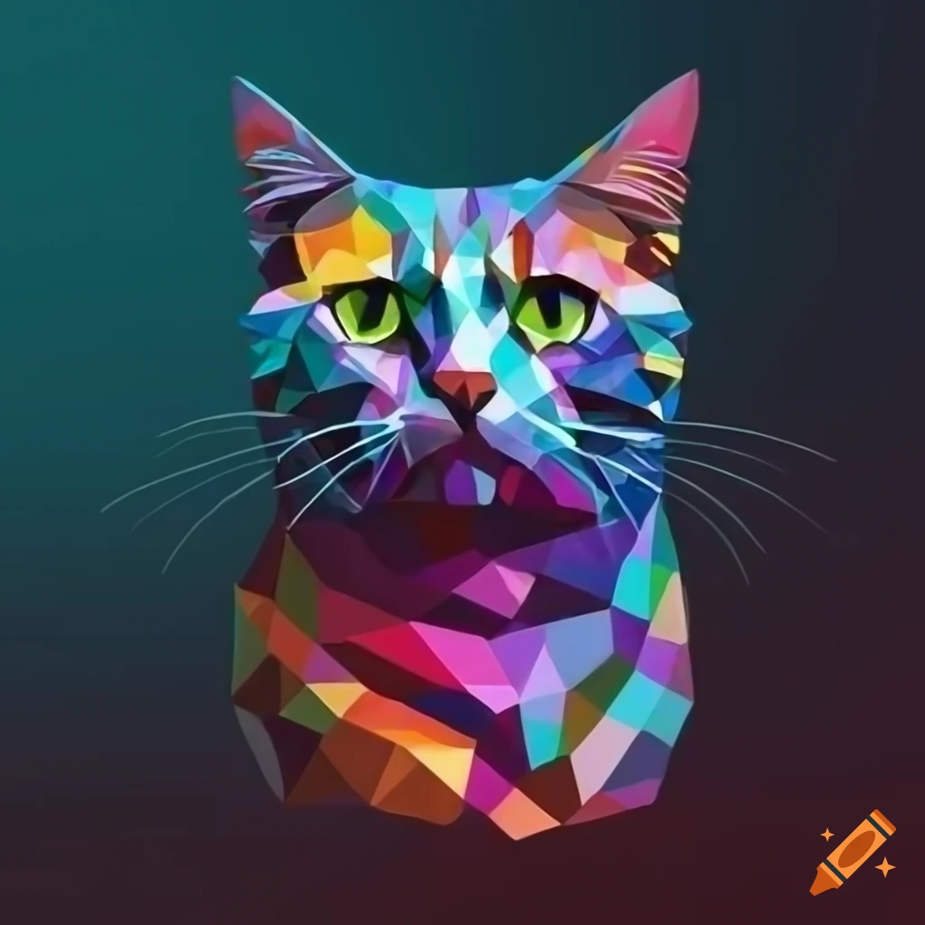 Geometric art of a cat on Craiyon