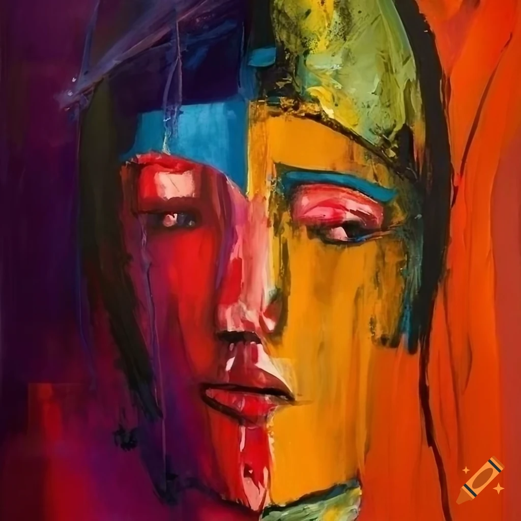 Abstract knife painting of a royal face on Craiyon