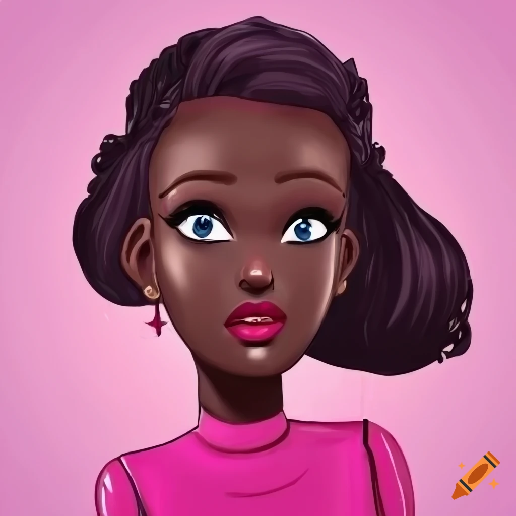 Artistic illustration of a pink-haired woman in a stylish dress on Craiyon