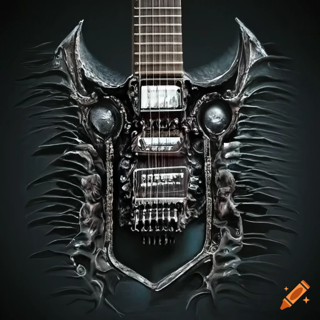 Warlock guitar designed by giger on Craiyon