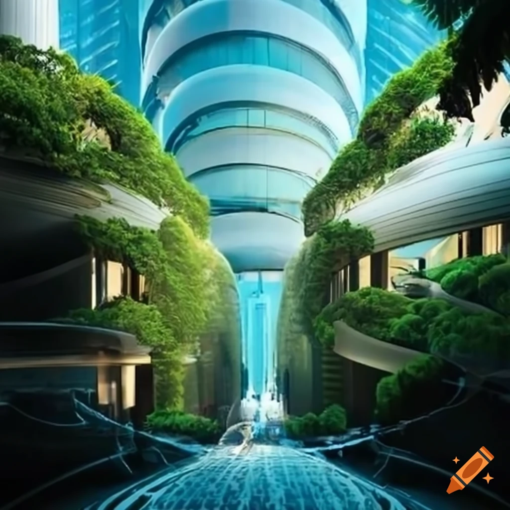 Image of a biophilic futuristic city on Craiyon