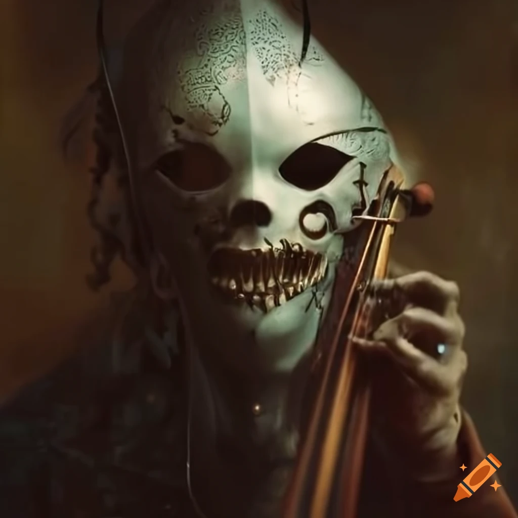 Image of a revenant playing a surreal cello on Craiyon
