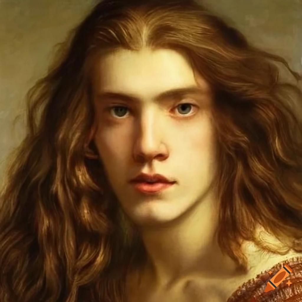 Pre Raphaelite Style Portrait Of A Young Man With Long Hair On Craiyon