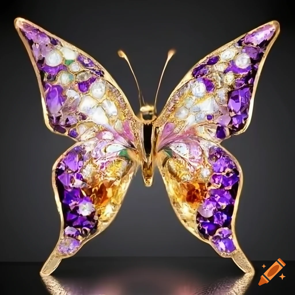 Photo-realistic crystal with intricate details and colored glow on Craiyon