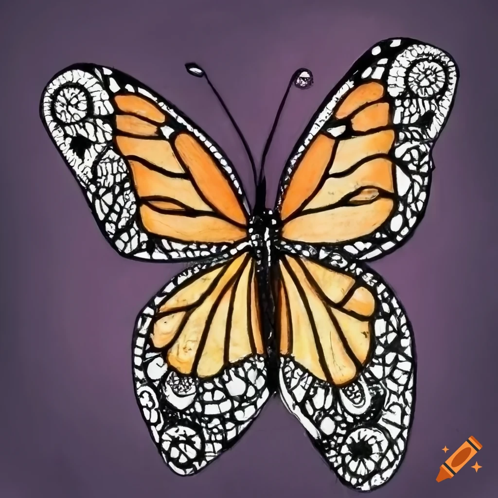 Zentangle art of a Monarch butterfly on Craiyon