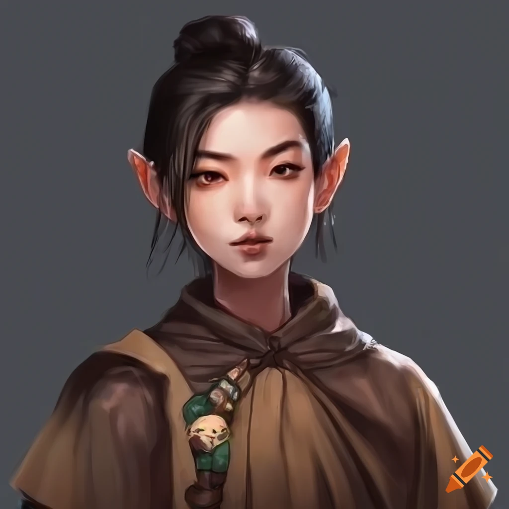 Portrait of a confident asian female dnd scout