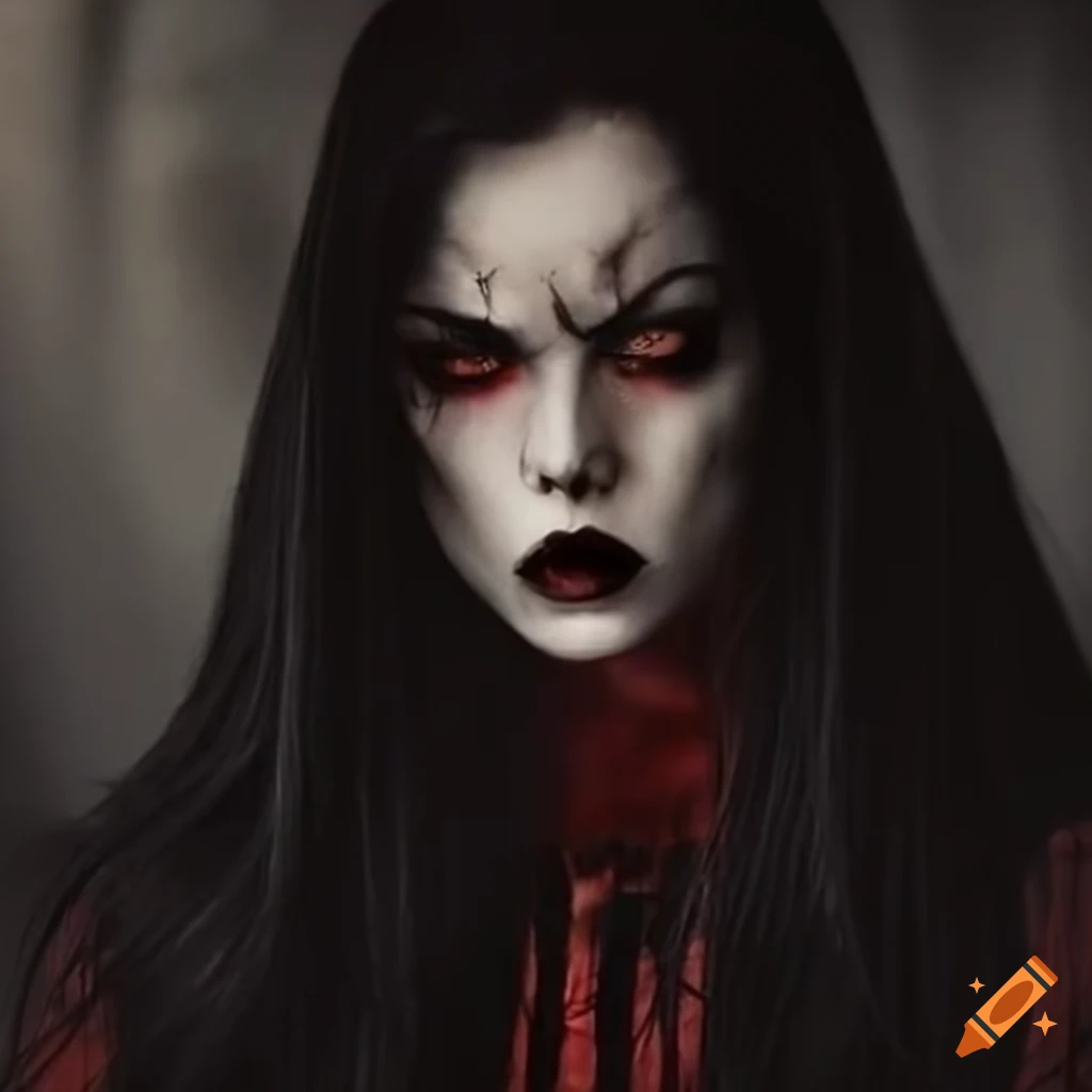 Aesthetic image of a scary female vampire on Craiyon
