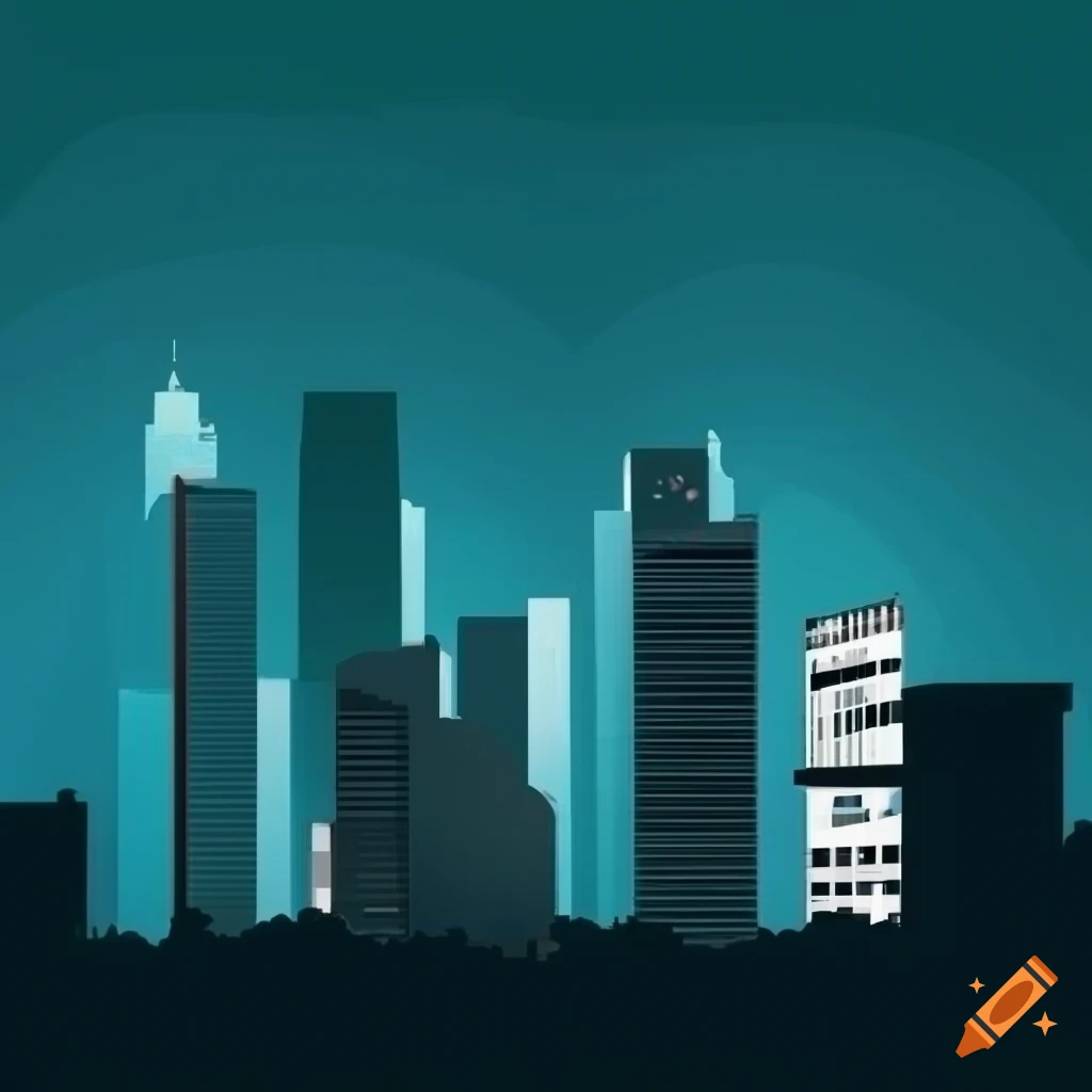 Monochrome vector art of city buildings