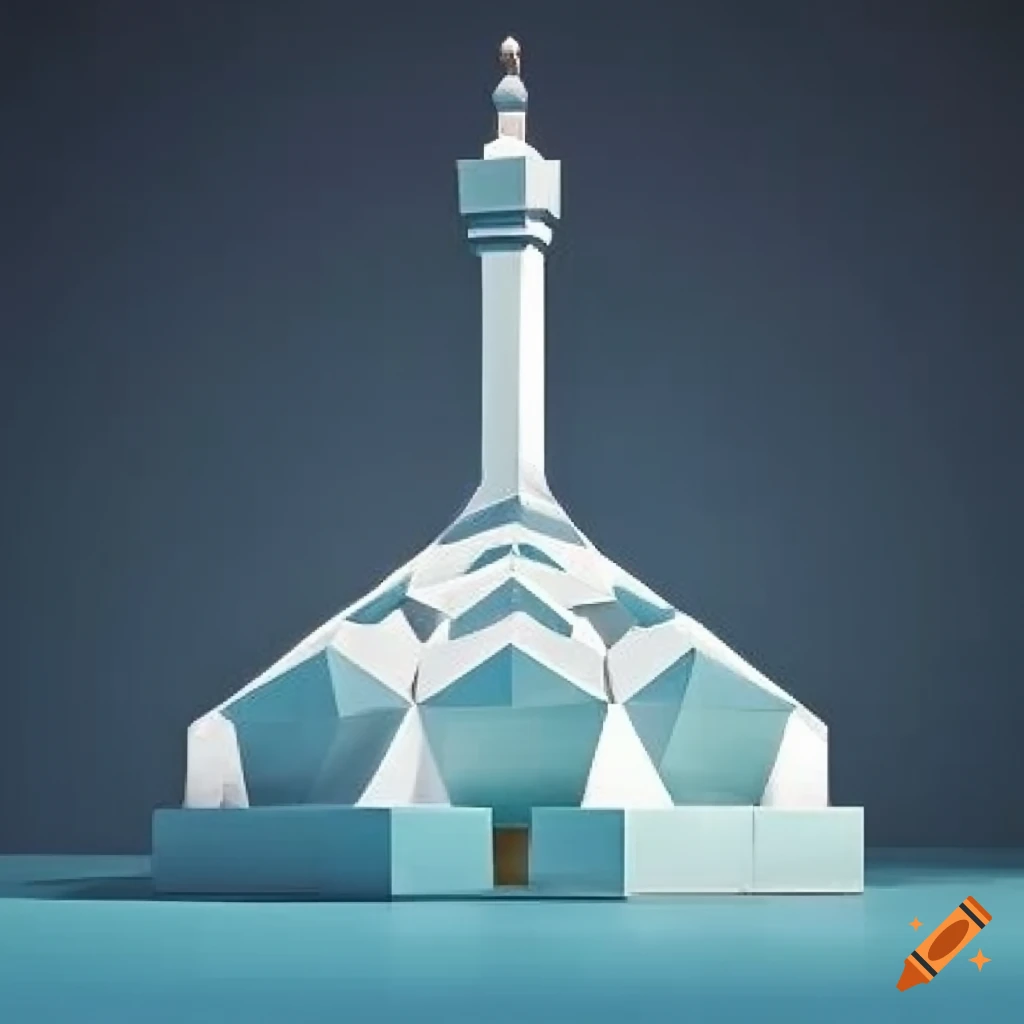 Modern white cube mosque design on Craiyon