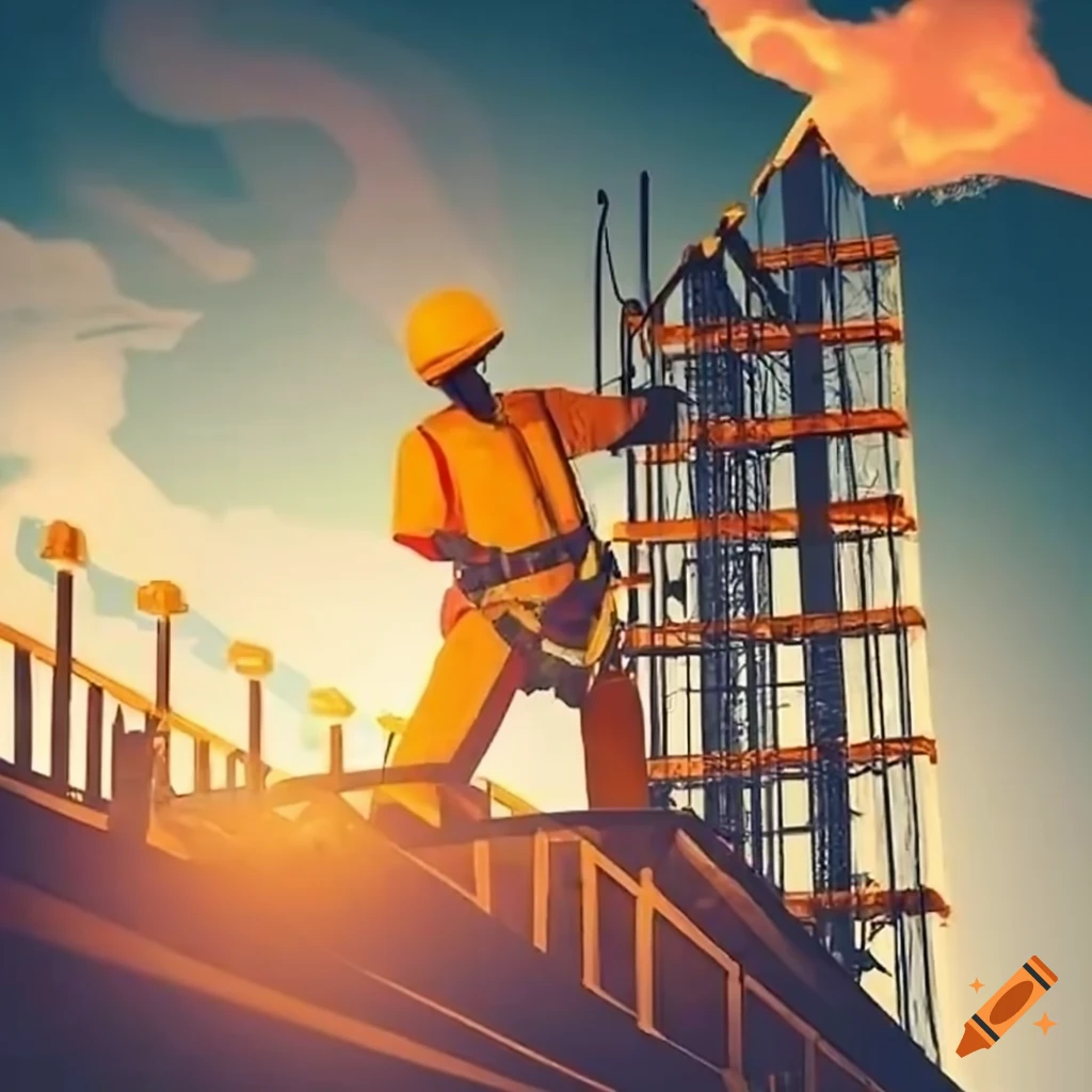 Construction site implementing Deming cycle safety plan on Craiyon