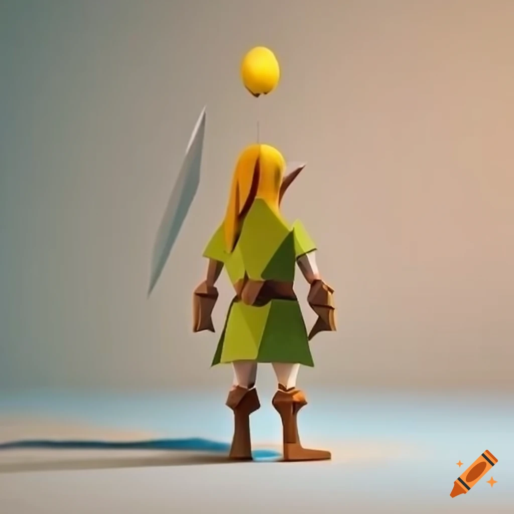 Minimalist paper sculpture of a zelda game menu on Craiyon