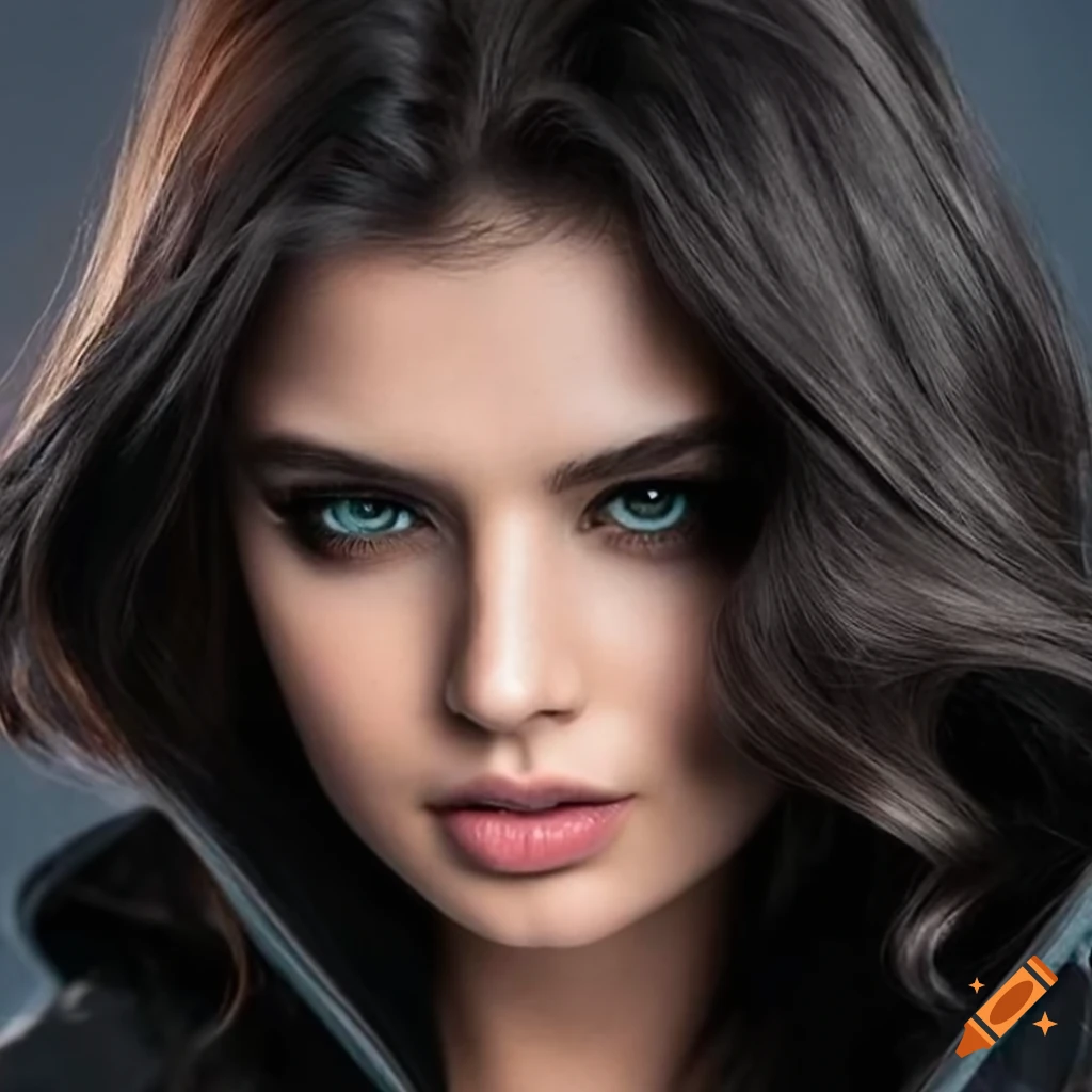 Closeup portrait of a young Indian supermodel with clear skin and long ...