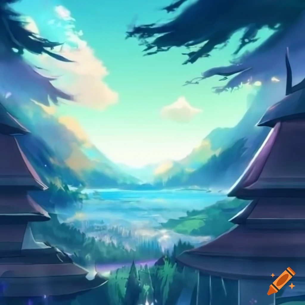 Anime-style illustration of a beautiful island of elves on Craiyon