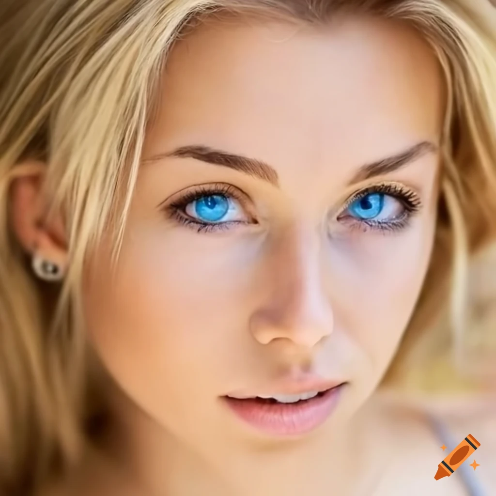 Beautiful blonde French woman with blue eyes on Craiyon