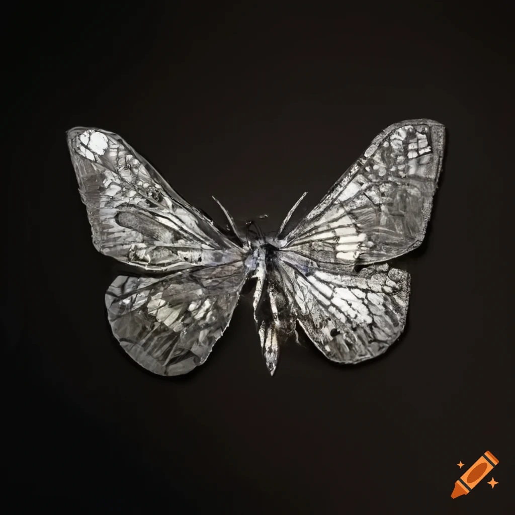 Reflective moth sculpture made of fragmented mirrors on Craiyon
