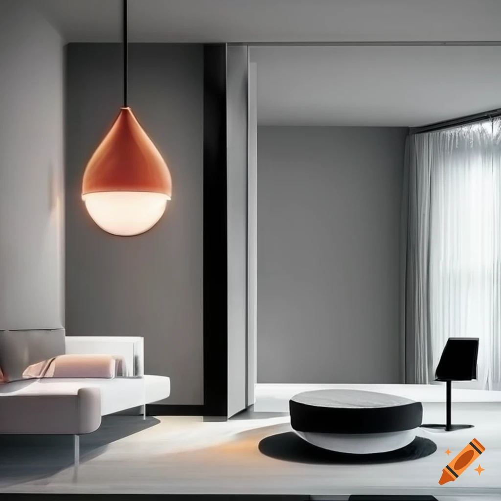 Modern minimalist ceiling light in an ideal room project on Craiyon