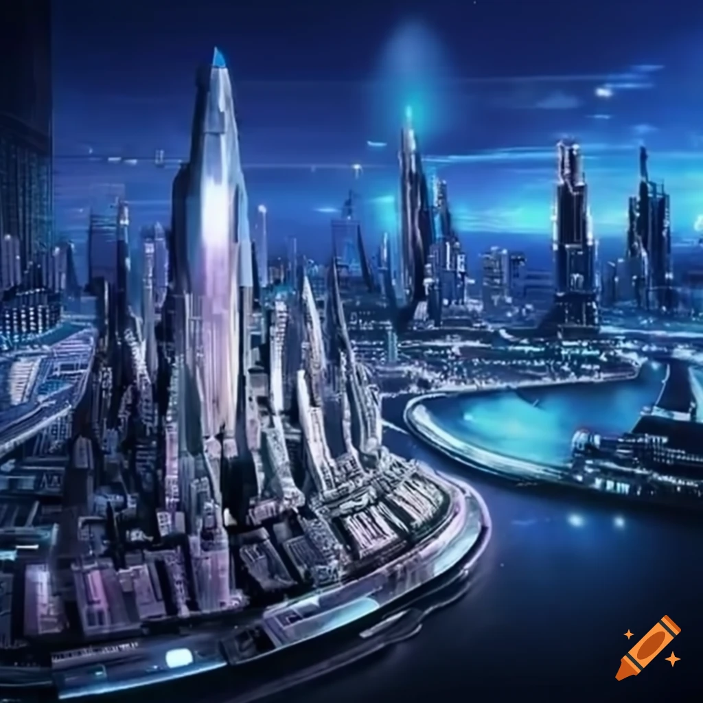 Cityscape of advanced future city on Craiyon